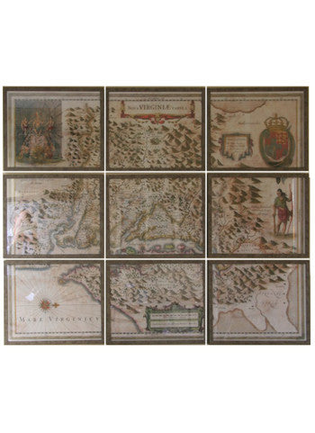 Map of Virginia | c.1639 | 9 Sections – Reprotique