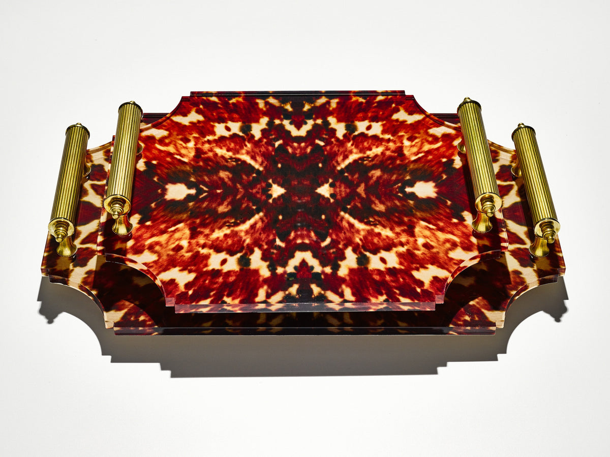 Acrylic Tray in Tortoise with Brass Handles – Reprotique